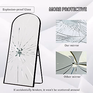 NeuType Arched Full Length Mirror, Large Arched Wall Mirror Floor Mirror with Stand, Full Body Dressing Mirrors Standing Hanging or Leaning Against Wall, Aluminum Alloy Thin Frame 65"x22", Black