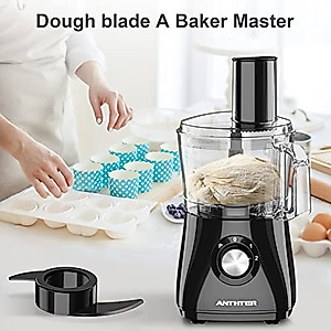 Food Processor, Anthter 600W Professional Food Processors & Vegetable Chopper, with 7 Processor Cups, Reversible Disc, Chopping Blade & Dough Blade for Chopping, Slicing, Purees & Dough