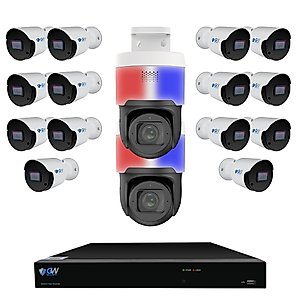 GW Security 32 Channel NVR 4K PoE Smart AI Security Camera System with 22 x 8MP Wide Angle Bullet Camera and 2 x 8MP 4X Motorized Zoom 2-Way Audio PTZ Camera, Outdoor Indoor Video & Audio Surveillance