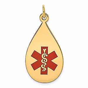 14k Yellow Gold Medical Alert Necklace Charm Pendant Fine Jewelry For Women Gifts For Her