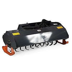 Titan Attachments 72" Heavy-Duty Rotary Tiller Attachment, Universal Skid Steer Quick Tach, Bi-Directional Tiller for Landscaping, Home Garden, Vegetable Farming, Weed Removal Soil Cultivation