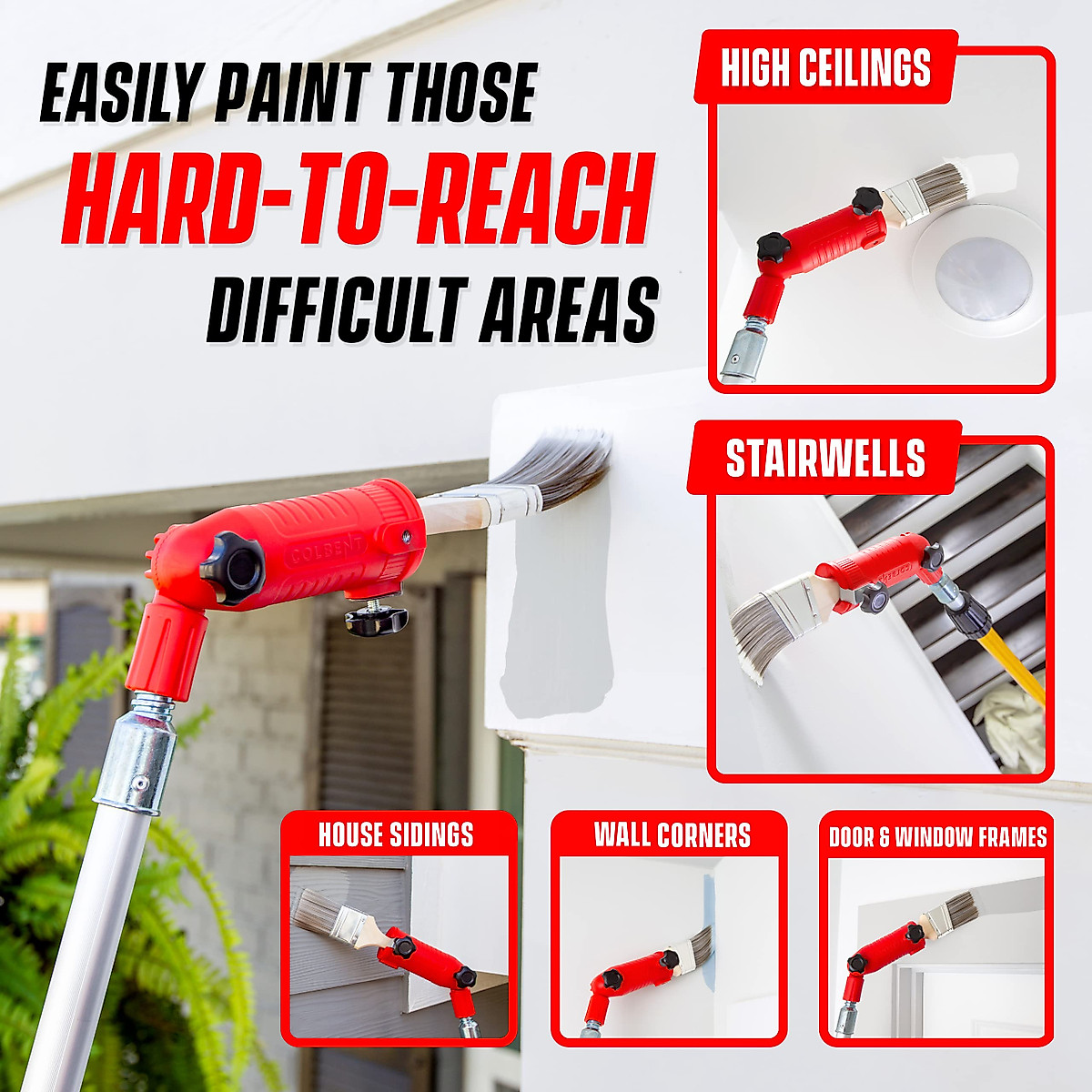 COLBENT Multi-Angle Paint Brush Extender, Paint Edger Tool for High Ceilings | Paint Brush Extension Handle, Corner Painting Tool, Extension Pole Attachments, Long Paint Brush Tool for Painting Pole
