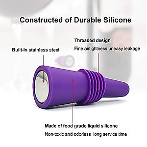 6PCS Wine Stoppers, AK1980 Silicone Reusable Sparkling Wine Bottle Stopper and Beverage Bottle Stopper with Grip Top for Keep the Wine Fresh