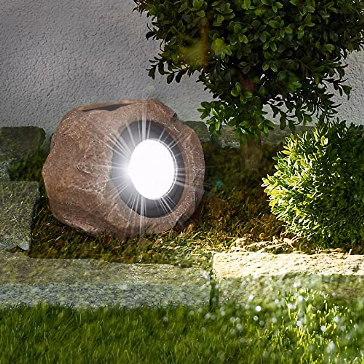 Solar Lights Outdoor Decorative(2pcs), Super Bright Solar Spot Garden Lights, Solar Rock Lights, IP65 Waterproof Solar Pathway Lights, Solar Lights for Garden Yard Walkway Pathway Patio - Cold Light