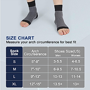 Plantar Fasciitis Compression Socks (3 pairs) Arch Support Foot Pain Relief Ankle Brace Night Splint for All Day Wear Provide Increase Blood Circulation Suitable for Men & Women (Black, Small)