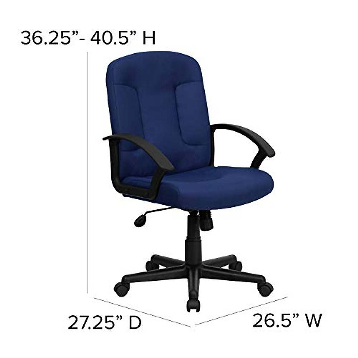 Flash Furniture Garver Mid-Back Navy Fabric Executive Swivel Office Chair with Nylon Arms