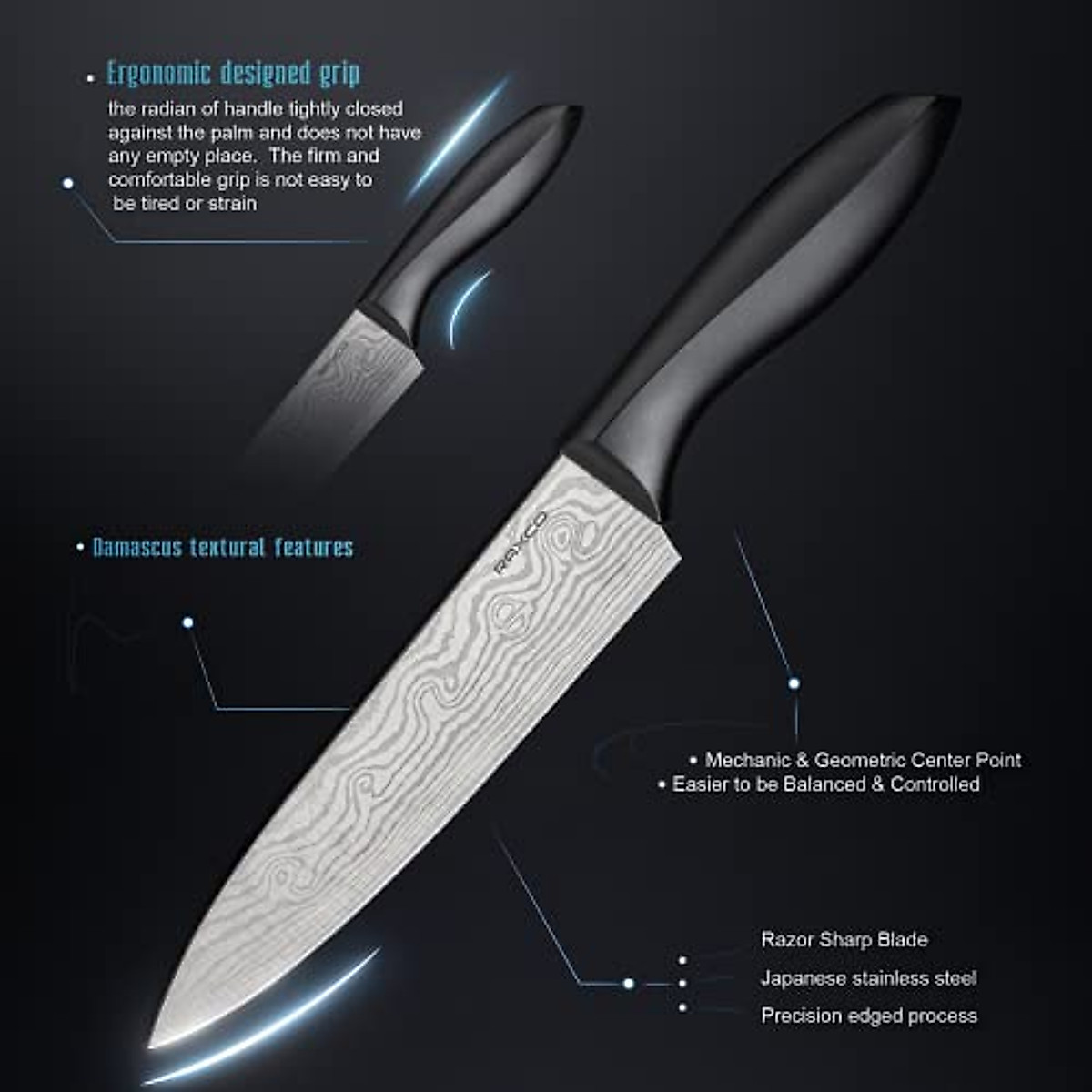 Kitchen Utensils Set, 7 Pieces Silicone Cooking Utensils Set+5-Pieces Stainless Steel Knife Set+6-Pieces Kitchen gadgets(18-in-1)