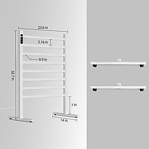 Towel Warmer Rack with Timer and Temperature Control Electric Heated Freestanding Towel Heater with Overheat Protection for Bathroom Rack with 8 Bars