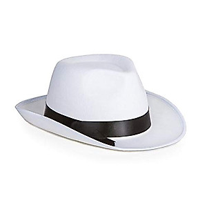 Kangaroo White Fedora Brim Felt Church Hat Men Women I Summer Beach Sun Hat with Band I Men's 1920s Gatsby Gangster Costume