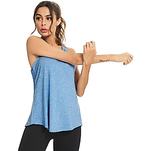 LYHNMW Women Casual Tank Tops Loose Fit Open Back Workout Athletic Yoga Runing Shirts 3Pack