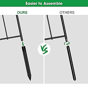 OUSHENG Decorative Garden Fence Fencing 10 Panels, 10ft (L) x 22in (H) Rustproof Metal Wire Border Animal Barrier with Plastic Stakes for Dog Yard Patio Outdoor, Square