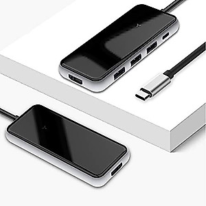 CUJUX Portable Smart Extender，Multifunction USB C Hub Adapter 5 in 1 USB3.0X3 PD HDMI USB Hub