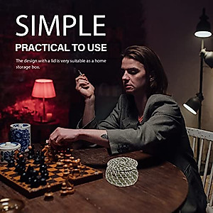 ULTNICE Mini Woven Baskets with Lids: Round Small Seagrass Serving Basket Box Natural Storage Bin Tabletop Organizer Jar for Jewelry Chess Toys S