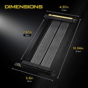 EZDIY-FAB [20cm] PCIE 4.0 16x Extreme High Speed Riser Cable PCI Express Port GPU Extension Card-Right Angle Connector