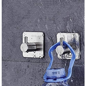 Super Strong Self Adhesive Hooks Heavy Duty Wall Mount Hooks Door Hooks Waterproof Stainless Steel Bathroom and Bedroom Hooks for Hanging Bags, Key, Coat, Hat, Towel Robe Hook Rack Tube Hook - 4 Packs