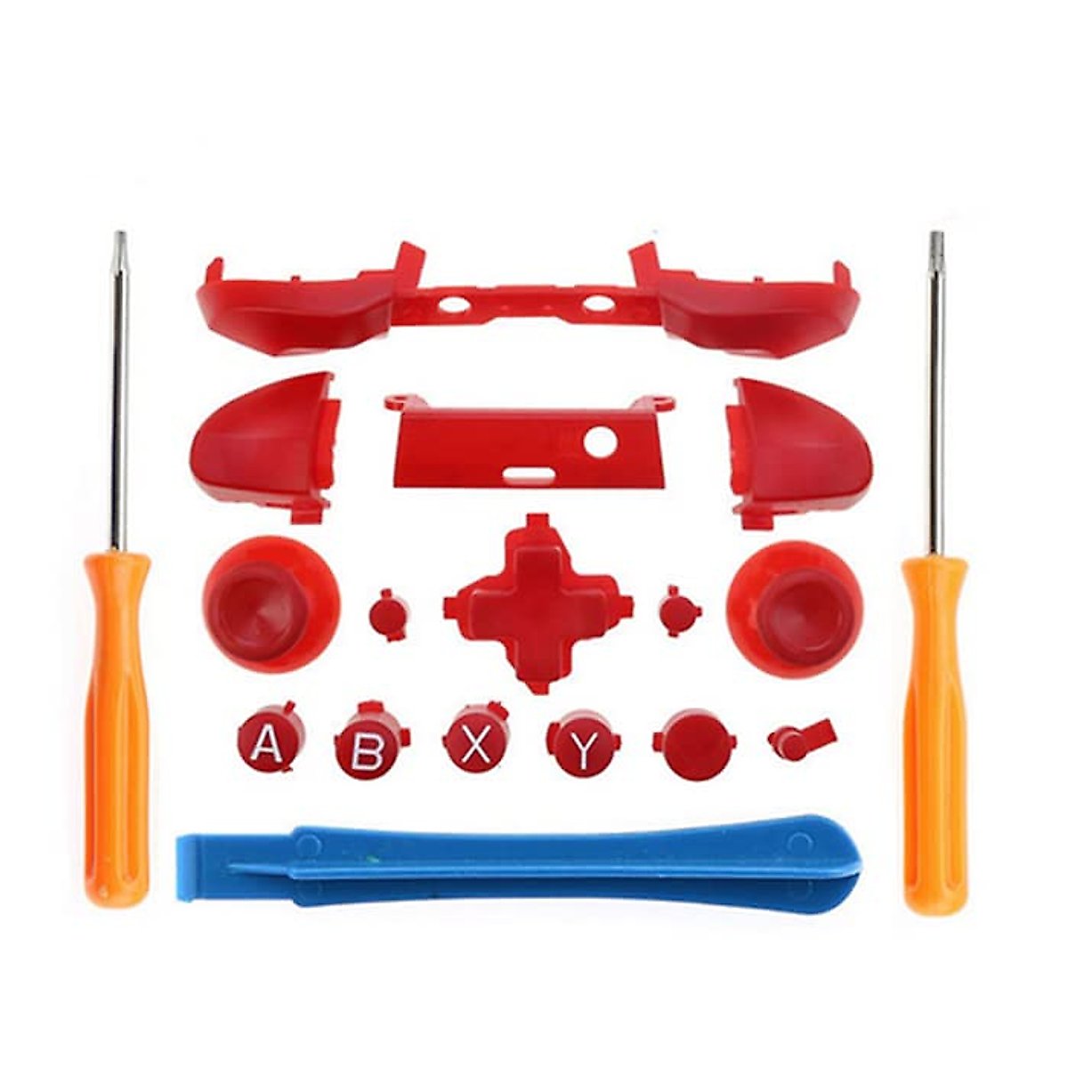 Full Set Buttons ABXY RB LB Bumper RT LT Trigger Buttons Mod Kit with T6 T8 Screwdriver for Microsoft Xbox One S Slim Controller (Red)