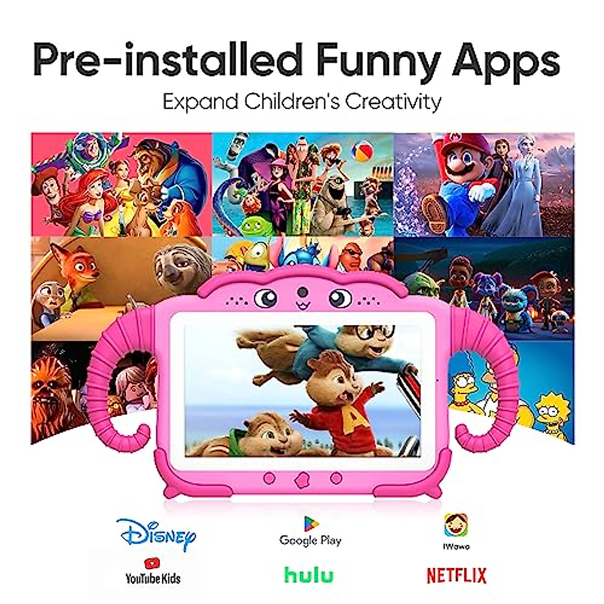 Kids Tablet 7 inch Tablet for Kids 64GB Toddler Tablet with Case Software Installed, Kids Learning Tablet with WiFi for Boys Girls, Android Tablet with Dual Camera Parental Control YouTube Netflix