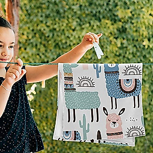 Vdsrup Llama Cactus Hand Towels Chic Cacti Alpaca Towel Set of 2 Animals Small Bath Towels Soft Guest Face Towel Bathroom Decorations Thin Kitchen Tea Dish Towels 14x28 in