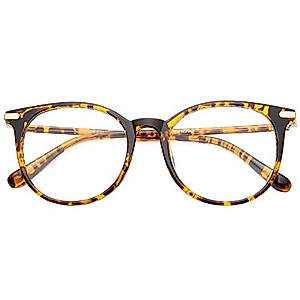Gaoye Blue Light Blocking Glasses, Retro Round Eyewear Frame Anti Eyestrain Computer Glasses for Women Men - GY1688 (Tea Leopard/Transparent Lens)