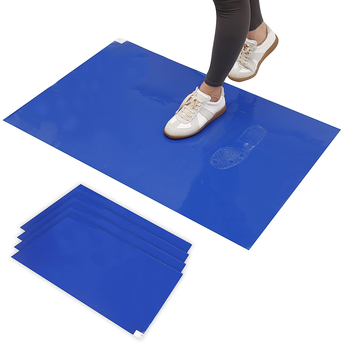 CALPALMY 150 Sheets 24" x 36" Adhesive Mats - Sticky Mat for Laboratories, Homes, Construction Sites, and More - Remove Dust and Dirt from Shoes and Equipment Wheels -Blue