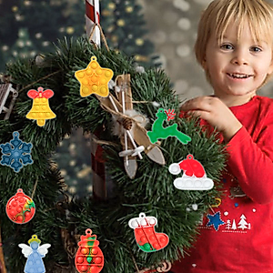 48Pcs Christmas Mini Pop Keychain Fidget Toys, Christmas Day Gifts for Kids Mini Pop Bubble Christmas ,Party Favors Silicone Fidget Keychain Fidget Toy