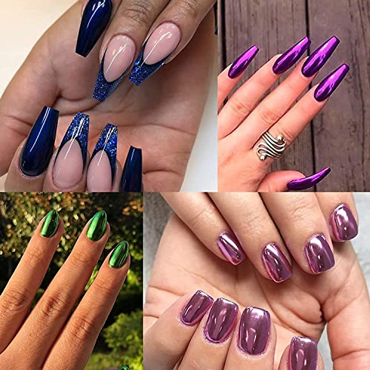 BISHENGYF 6 Box Chrome Nail Powder, Chrome Effect Nail Powder Set, Shiny Nail Glitter Powder with Magic Mirror Effect for Nail Art Design Decoration(Christmas Color Series)