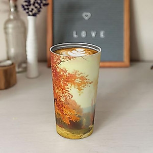 GTKSYNVE Reusable Coffee Mug with Lid and Handle, Autumn scene Tumbler for Hot & Cold Drinks 16oz Stainless Steel Insulated Coffee Tumblers Double Wall Vacuum Thermal Cup