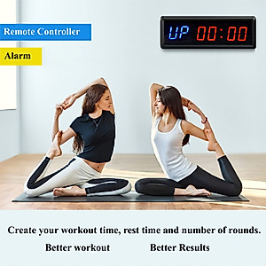 BTBSIGN LED Interval Timer Count Down/Up Clock Stopwatch with Remote for Home Gym Fitness Blue