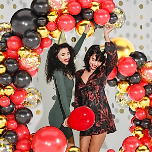 Red Black and Gold Balloon Garland Kit Red Black Metallic Gold Latex Confetti Balloons Arch for Baby Shower Graduation Circus Birthday Party Decorations
