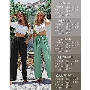 TARSE Dress Pants Women High Waisted Wide Leg Lounge Pants Plus Size Business Casual Work Pants Palazzo Trousers with Pockets(Black,XL)