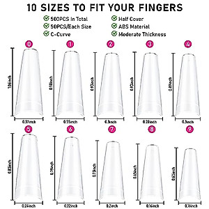 XIFEPFR 500PCS Clear Coffin Nail Tips, Half Cover False Nails Tips, Acrylic Nail Tips, 10 Sizes French Artificial Tips with Nail Glue Clipper Files Cuticle Fork for Nail Extension Home DIY Nail Salon
