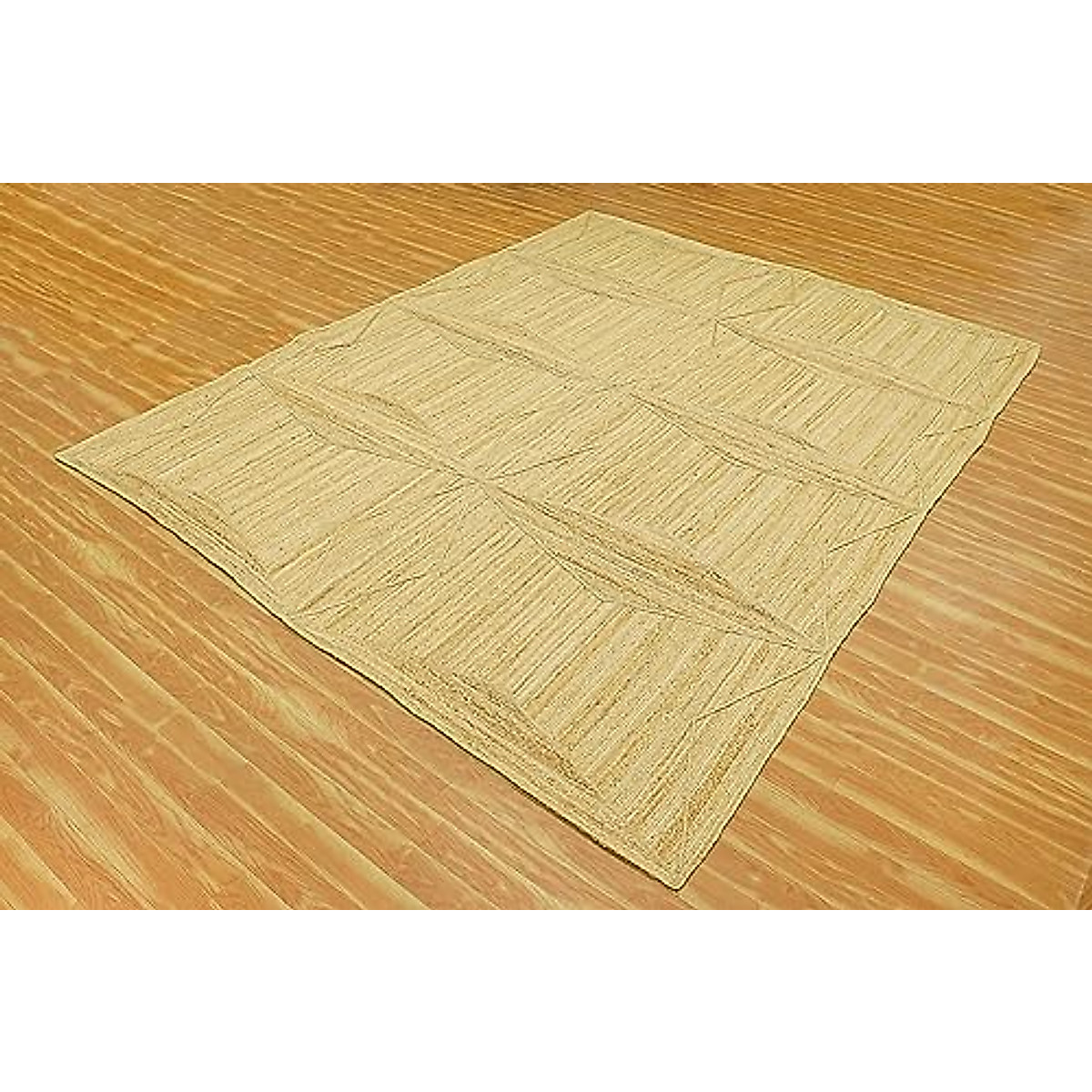 CASAVANI Collection Rectangular Area Rug - 4x6 Ft' Beige Braided Jute Rug Geometric Kilim Rug Indoor Outdoor Use Carpet Flatweave Rugs for Bedroom Dining Room Living Room