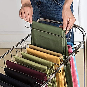 Trolley Stainless Steel Pants Hangers Rolling Trolley, Trouser Skirt Dress Jeans Closet Storage Organizer Rack, Anti Rust, Space Saving (Size : 24 Hangers)