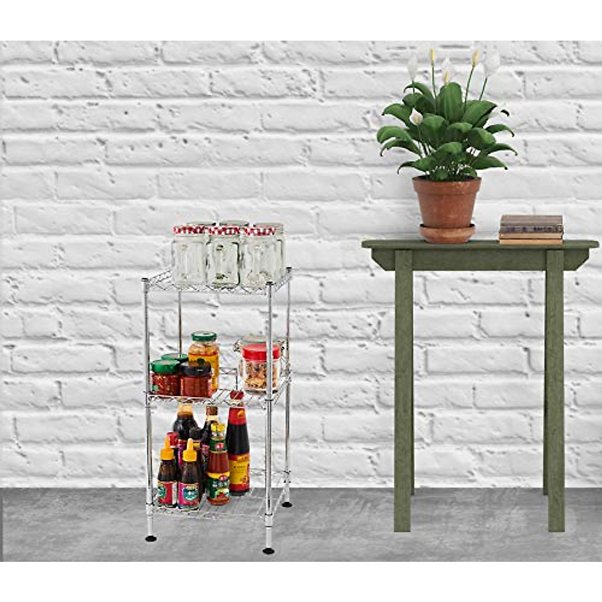 DLGJPA 3-Shelf Storage Heavy Steel Wire Shelving Unit,Silver