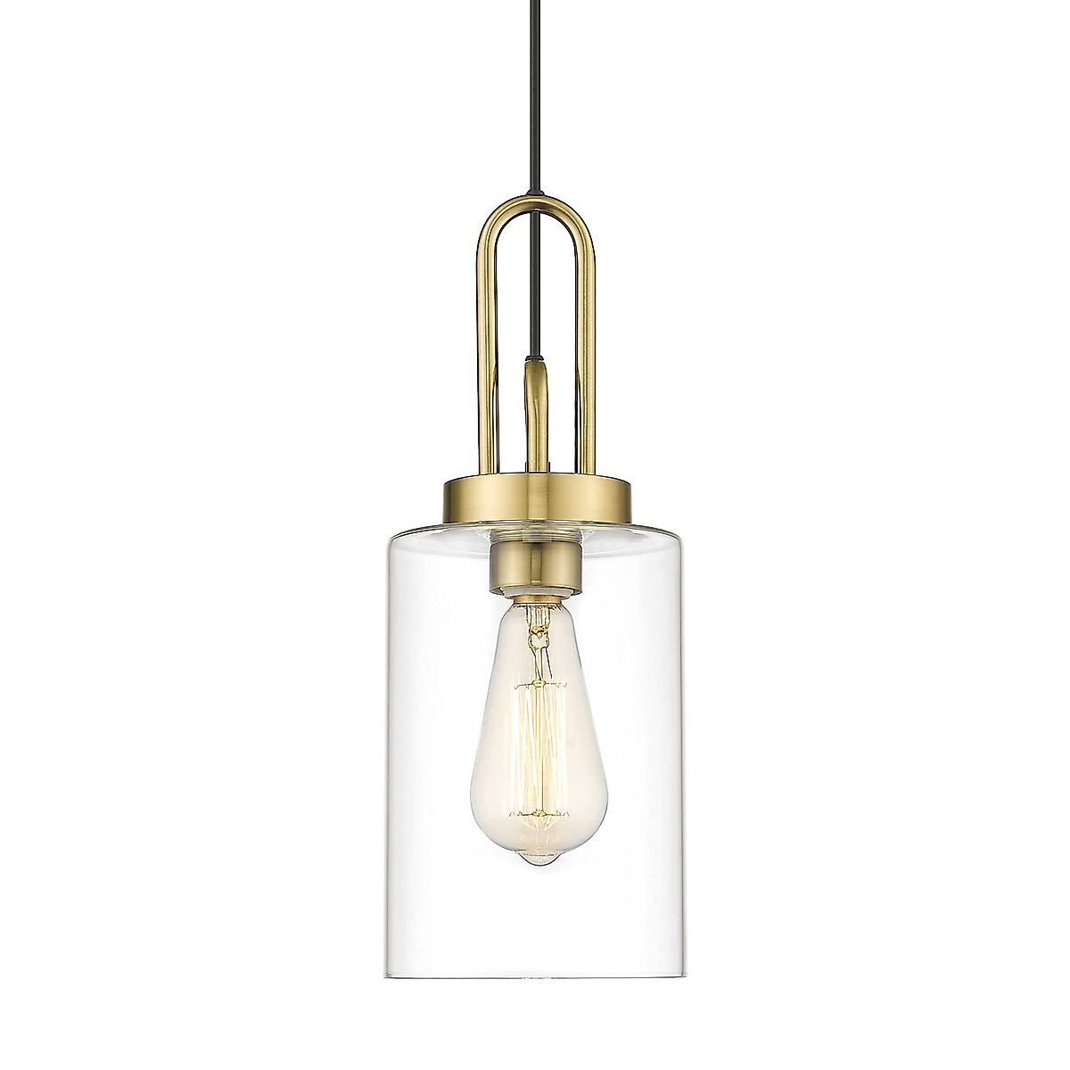 Emliviar Modern Gold Pendant Light - Kitchen Island Hanging Light with Clear Glass Shade in Gold Finish, YCE236 M1L BG
