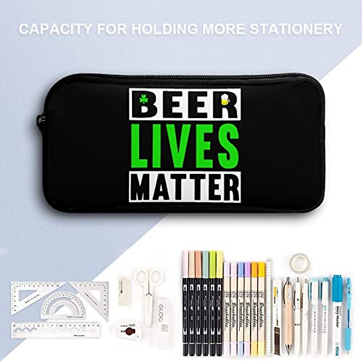Beer Lives Matter Pencil Case Stationery Pen Pouch Portable Makeup Storage Bag Organizer Gift