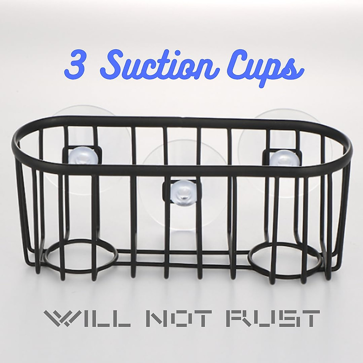 Generic Premium Kitchen Sink Organizer with Suction Cups for TWO Brushes, Sponges, Scrubbers, Soap, Kitchen (7.2 x 2.6 x 3 inches) = Sponge & Brushes NOT INCLUDED, medium, black