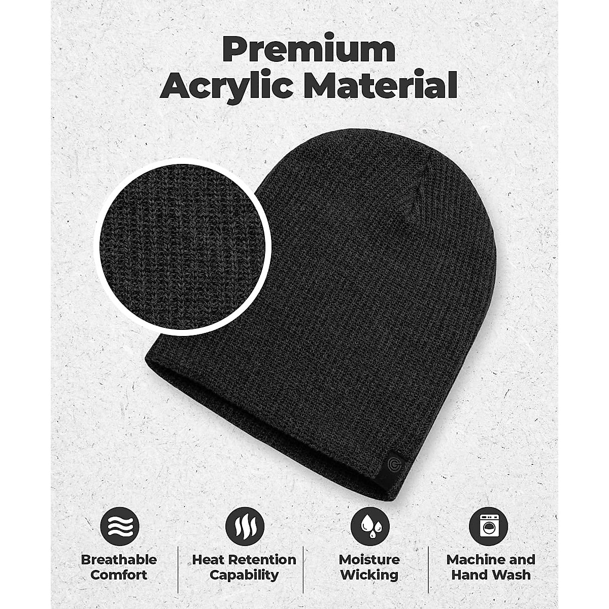 Revony Stretchy & Soft Ribbed Beanie - Extra Cozy, Extra Slouch - Perfect Winter Beanie for Men & Women Charcoal