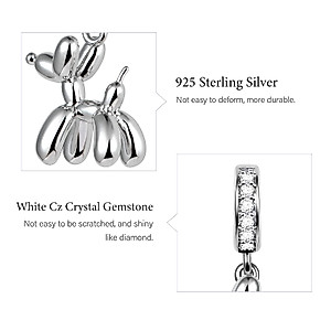 GNOCE Balloon Puppy Charm Pendant 925 Sterling Silver Play with Me Finely Polished Dangle Charm Fit for Bracelet/Necklace Christmas Charm Gifts for Wife Daughter