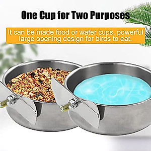 TWUTGAYW 2 Pack Bird Feeding Dish Cups, Stainless Steel Parrot Food Bowl Feeding Food Water, Bird Feeder Bowl for Parakeet African Greys Conure Cockatiels Lovebird Budgie Chinchilla