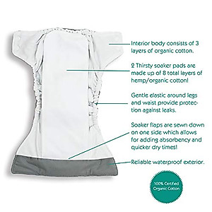 Thirsties Natural One Size All in One Reusable Cloth Diaper, Snap Closure, Adventure Trail