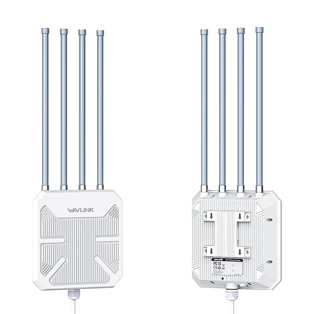 WAVLINK Outdoor WiFi 6 Wireless Access Point, AX1800 WiFi 6 Extender Long Range, Support Active PoE, 4x8dBi Antennas,Work with Starlink/Repeater/Router,IP67,Up to 128 Devices for Farm,Yard,RV,Campsite