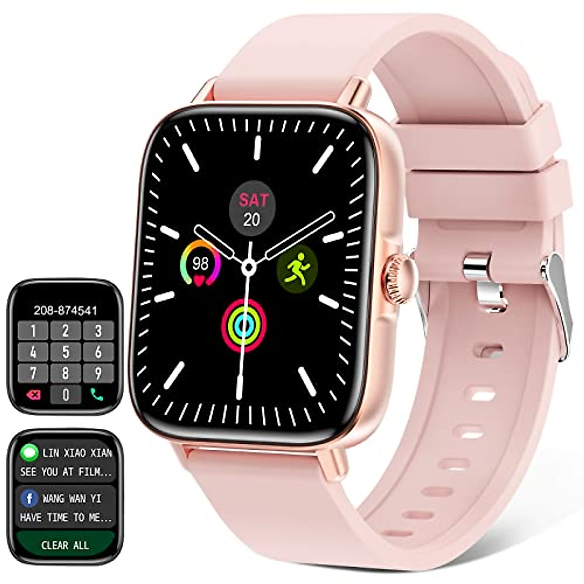 Choiknbo Smart Watch 1.7" Touch Screen Call Answer Receive/ Dial, Fitness Tracker Smart watches for Android iOS Phones, IP67 Waterproof with Sleep/ Heart Rate Activity Tracker Smartwatch for Man Women