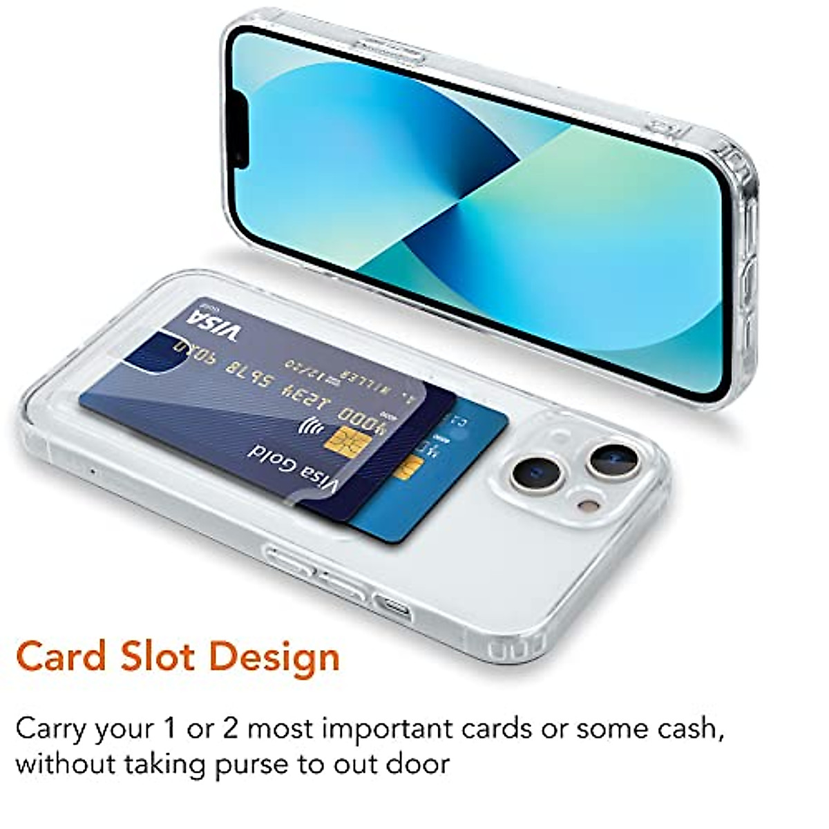 tharlet Compatible with iPhone 13 Wallet Clear Case with Card Holder, Non-Yellowing Phone Case, Precision Cut-Outs and TPU Bumper for Shock Absorption, Anti-Scratch Smudge-Proof (Matte Clear)