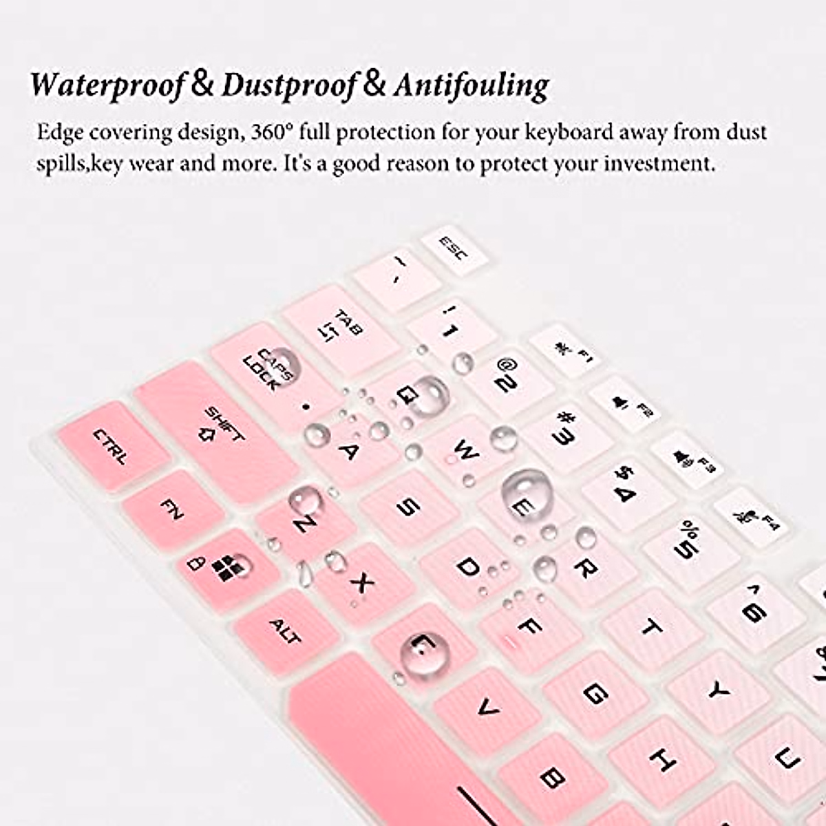 Keyboard Cover Compatible with ASUS TUF Gaming A15 TUF506IU TUF506IV FA506 FX506 15.6 Inch, ASUS TUF Gaming F17 FX706, ASUS TUF Gaming A17 TUF706IU 17.3", TUF Gaming A15 A17 Gaming Laptop-Gradual Pink