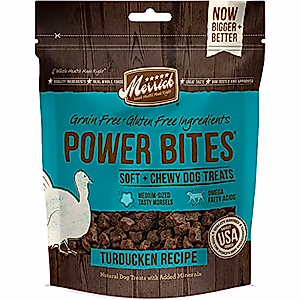 Merrick Power Bites Natural Soft And Chewy Real Meat Dog Treats, Grain Free Snack, Real Turducken Recipe - 6 oz. Bag