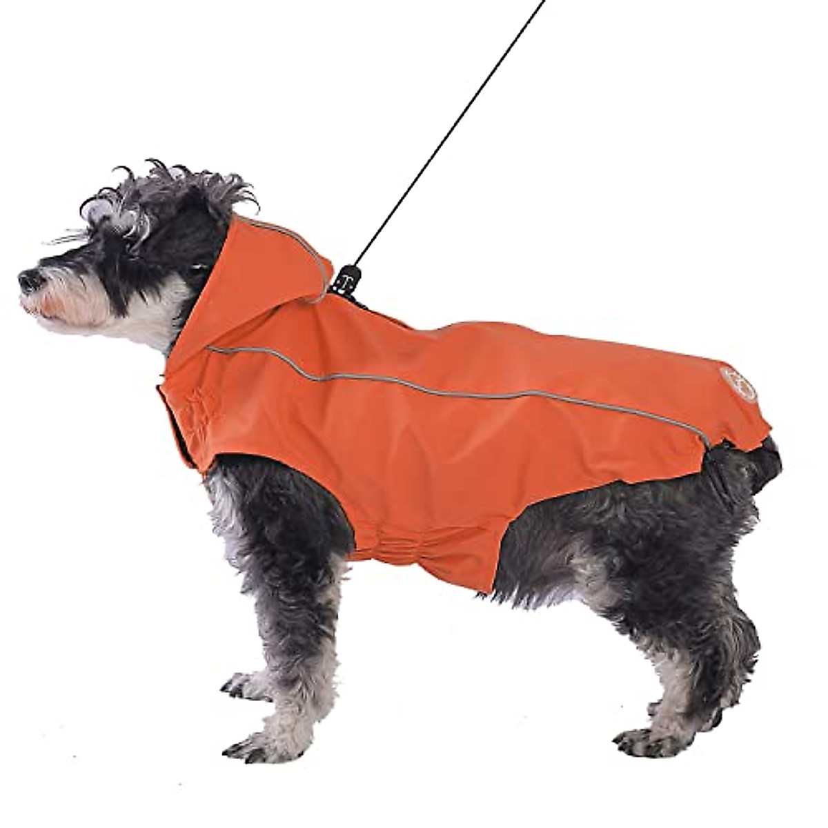 Dog Raincoat with Hood and Leash Hole, Bowite Waterproof Lightweight Breathable Dog Rain Jacket with Reflective Strip for Small Medium Large Dogs, Fashion Dog Raincoat Poncho (Orange, 3XL+)