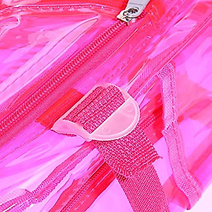 AZURAOKEY Women's Clear Backpack Transparent PVC Backpack Waterproof Bags Student School bags Heavy Duty Clear Backpack Stadium Approved Transparent Clear Backpack for School (Pink)