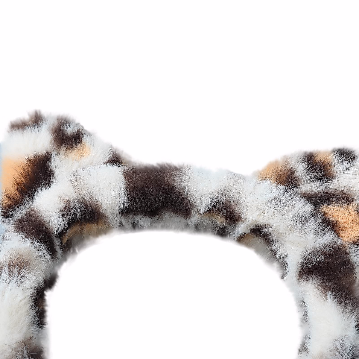 LUCKYBUNNY Girls Leopard Faux Fur Earmuffs Ear Warmers Winter Warm Plush Ear Covers for Indoor and Outdoor (Foldable Style- Leopard B)