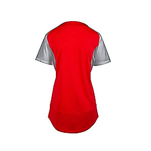 Mizuno Youth Aerolite 2-Button Fastpitch Softball Jersey, Red-Grey, Medium